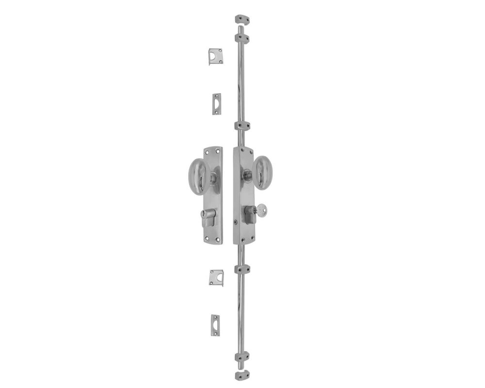 Satin Nickel Oval Knob Espagnolette/Cremone Bolt – 8.5′