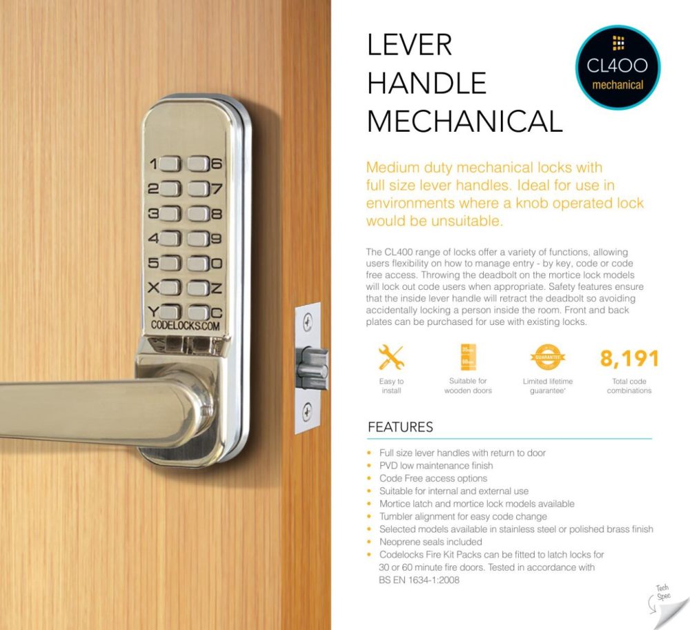 CODELOCKS 400 Mechanical Digital Locks 400 series Front & Back Plate ...
